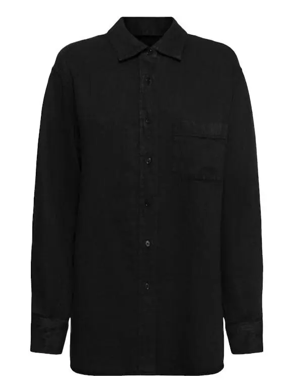 THE ROW Linen Long Shirt With Button Cuffs And Pocket - Black