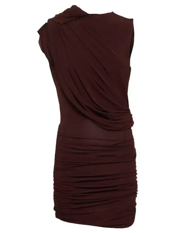Magda Butrym Draped Jersey Cape Mini Dress - Brown