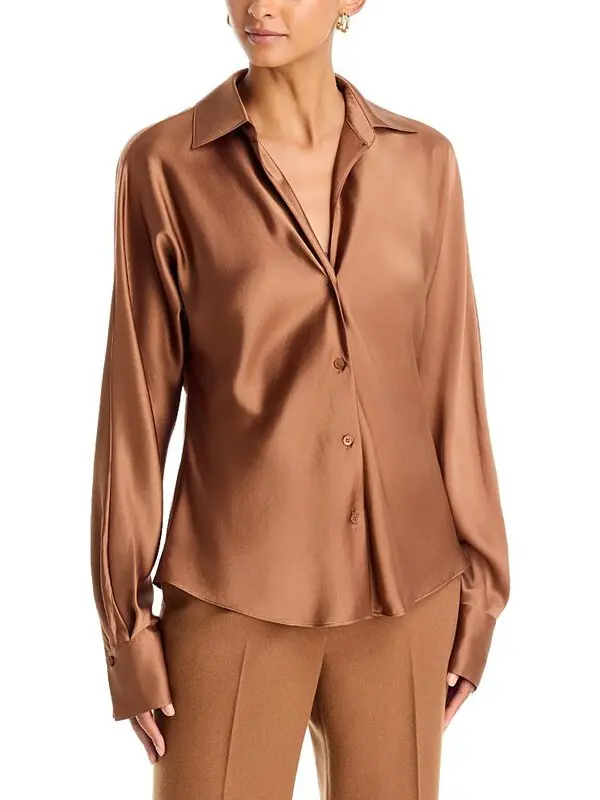 Lafayette 148 New York Silk Dolman Sleeve Blouse - Vicuna