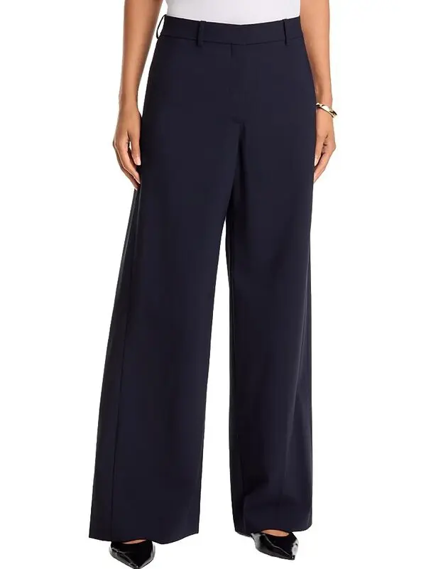 Theory Wool Stretch Back Pleat Classic Trousers - Deep Navy