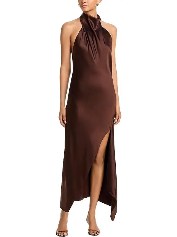Helmut Lang Tie Neck Sleeveless Silk Maxi Dress - Serra