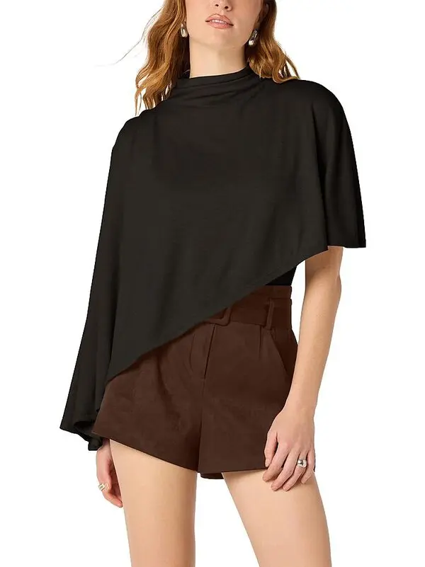 Astr The Label Asymmetric Hem Poncho Top - Black