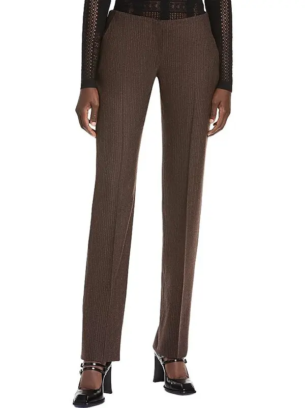 Alexander McQueen Wool Pinstripe Straight Leg Pants - Cedar