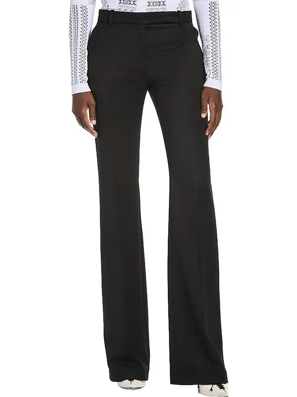 Alexander McQueen Wool Barathea Bootcut Leg Pants - Black