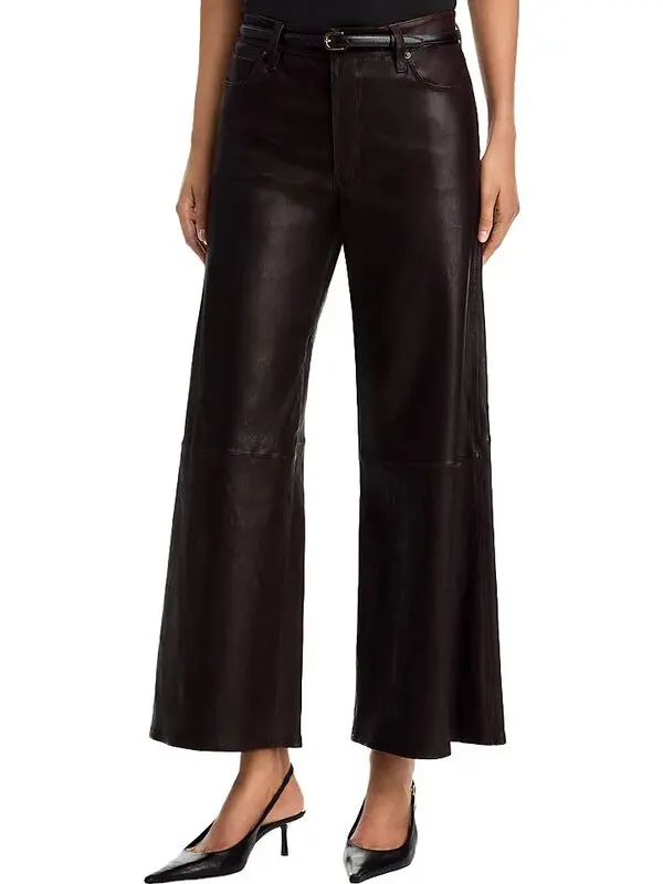 FRAME The Leather High Rise Swing Jeans - Truffle