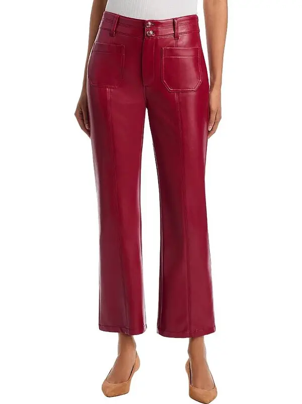 Cinq À Sept Dorothea Faux Leather High Rise Straight Leg Jeans - Berrywine
