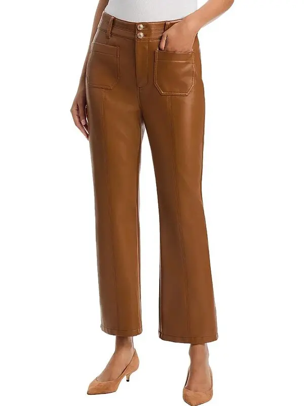 Cinq À Sept Dorothea Faux Leather High Rise Straight Leg Jeans - Chocolate