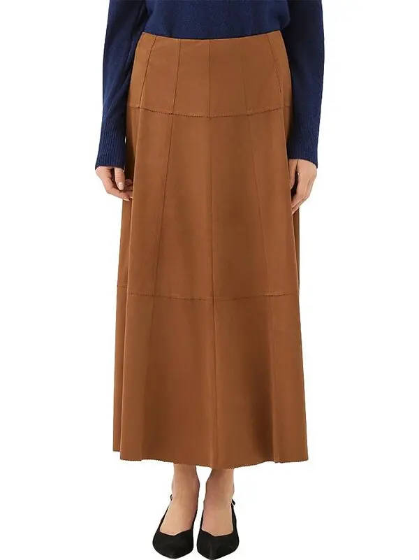 Karen Kane Tiered Faux Suede Midi Skirt - Camel