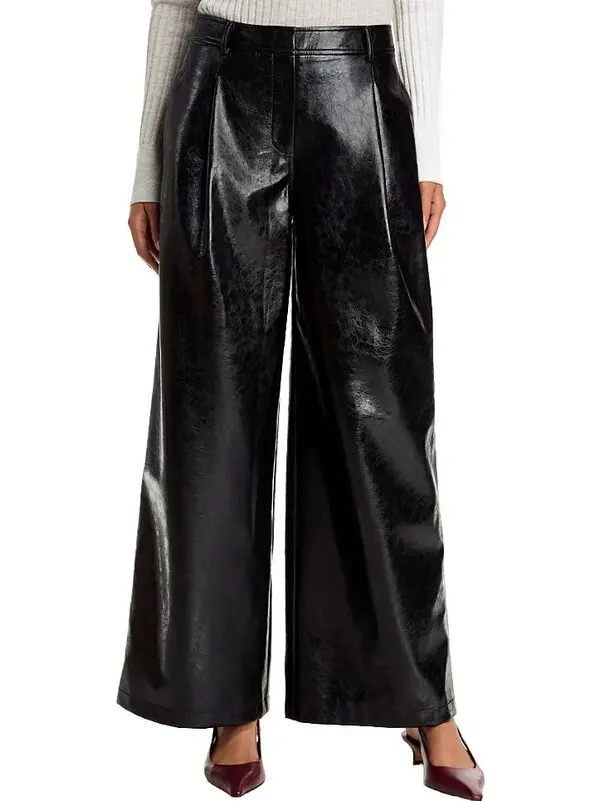 TOCCIN Airey Pleated Faux Leather Pants - Jet
