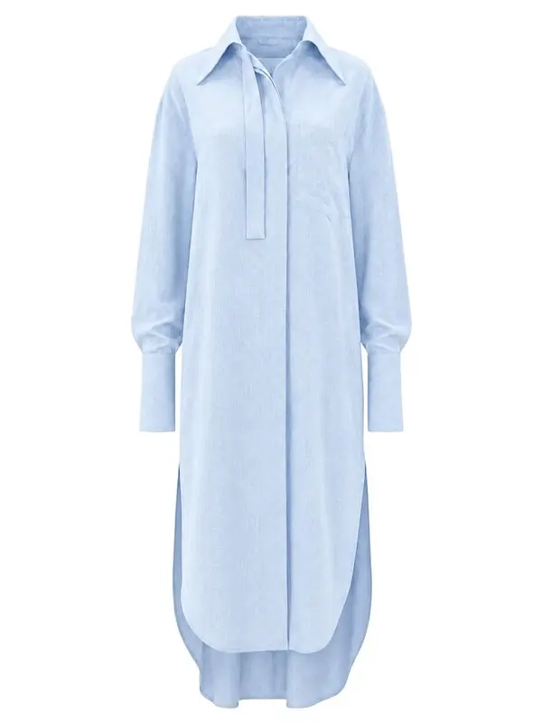 LOLAM Cotton Long Shirt Dress - Blue