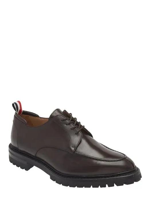 Thom Browne Leather Apron Toe Derby With Lug Sole - Brown