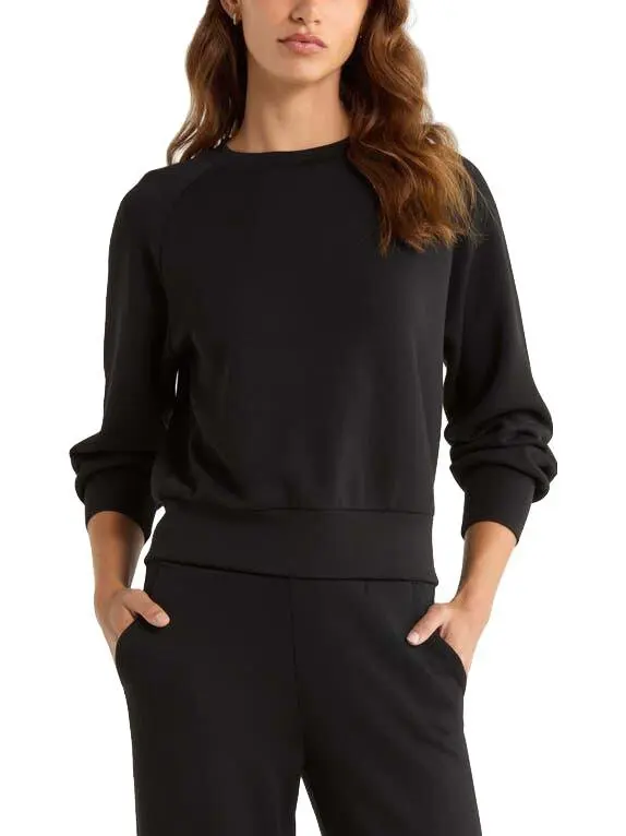 Zella Soft Luxe Crewneck Top - Black