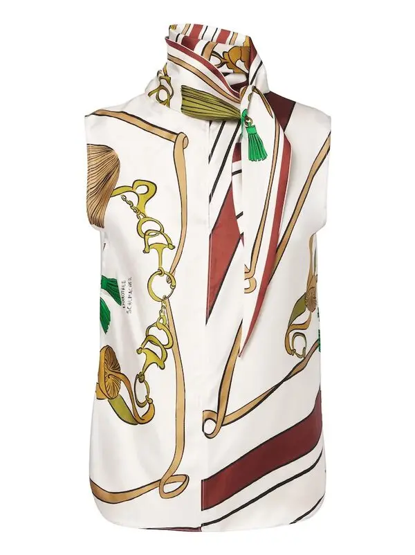 Dorothee Schumacher Cosmic Funghi Printed Tie-neck Silk Twill Top - Multicoloured