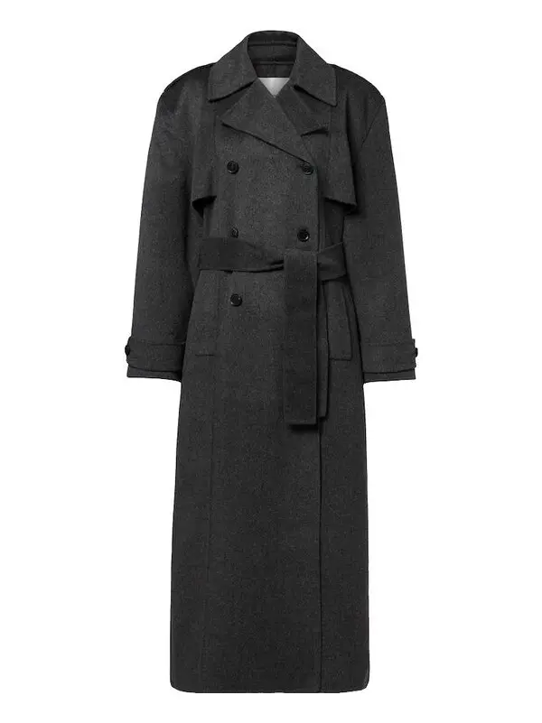 THE FRANKIE SHOP Nikola Belted Wool And Cashmere Coat - Grey