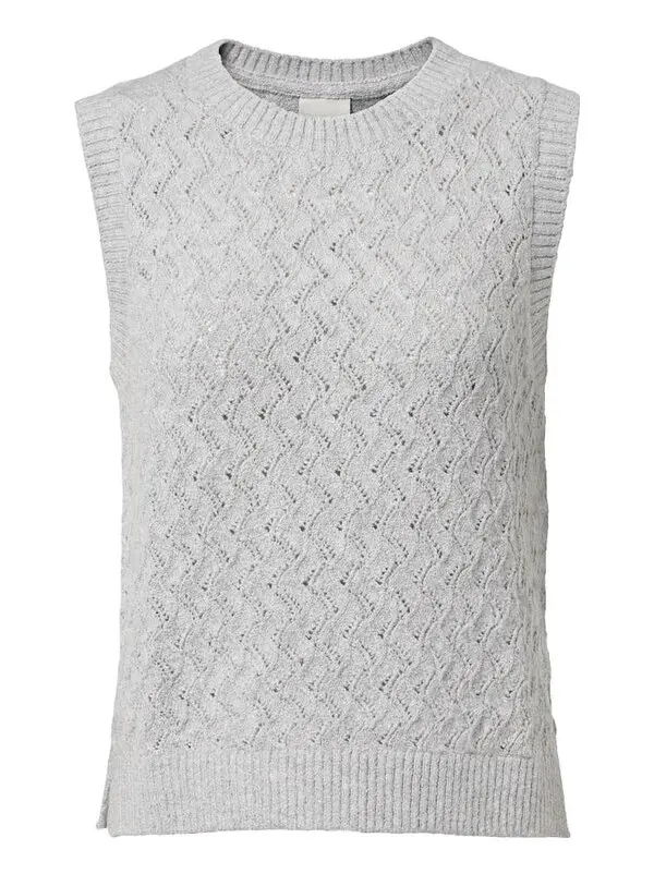 Varley Hazen Pointelle Cotton-blend Sweater Vest - Grey