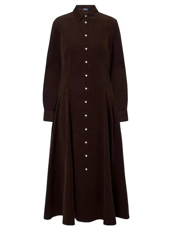 Polo Ralph Lauren Cotton Corduroy Midi Shirt Dress - Brown