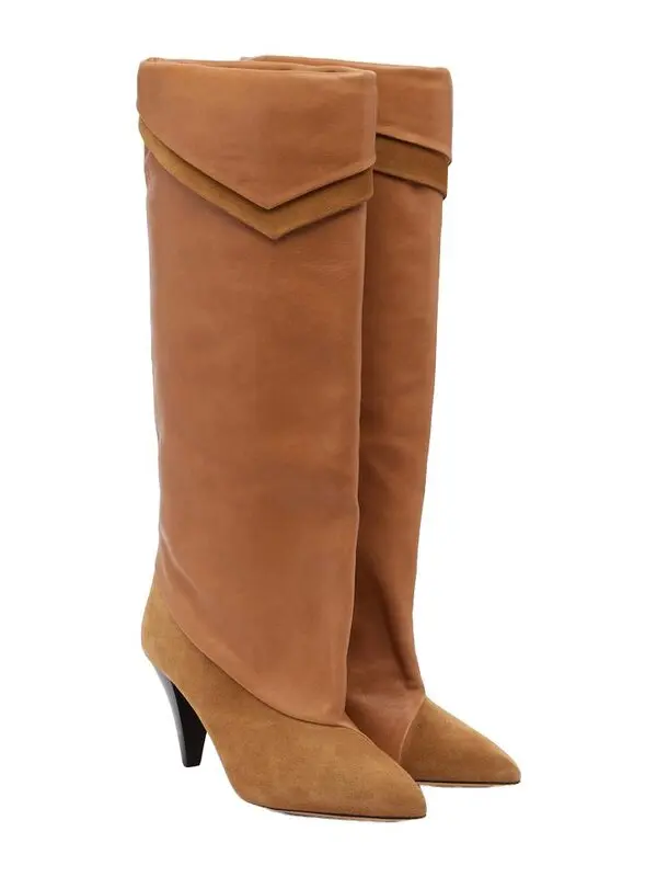 Isabel Marant Étoile Lezra Suede And Leather Knee-high Boots - Brown