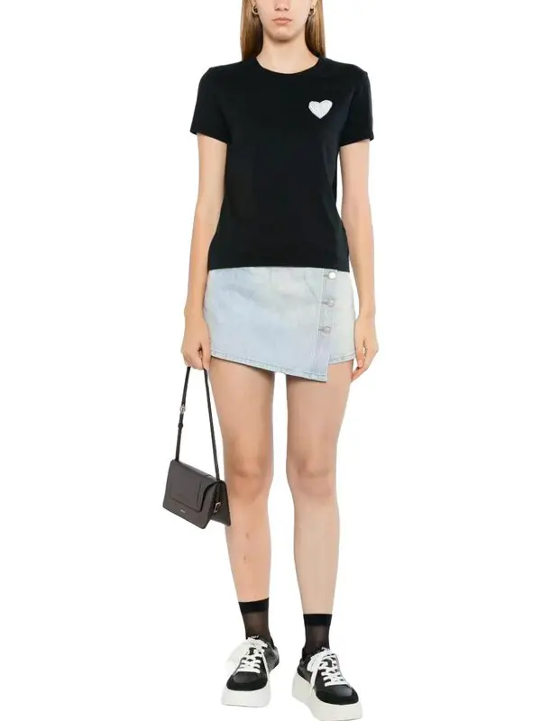 AGNES B. Embroidered Logo Crewneck T-shirt - Black