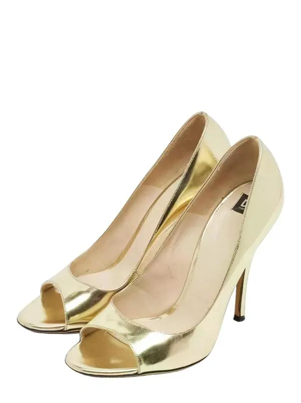 Dolce & Gabbana Metallic Open-toe Stiletto Pumps - Gold