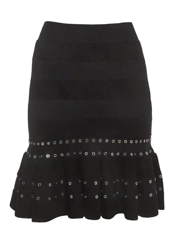 Alexander McQueen Eyelet Ruffled Midi Skirt - Black