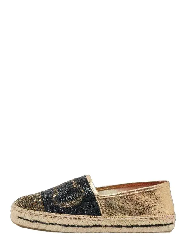 Carolina Herrera Initials Insignia Glitter Espadrilles - Gold