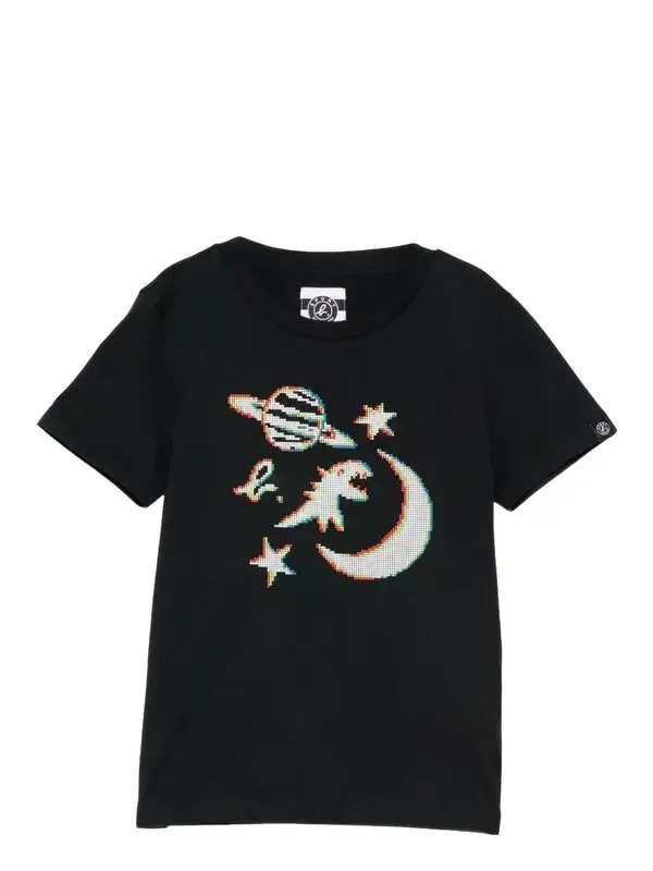 AGNES B. Graphic Print Crewneck T-shirt - Black