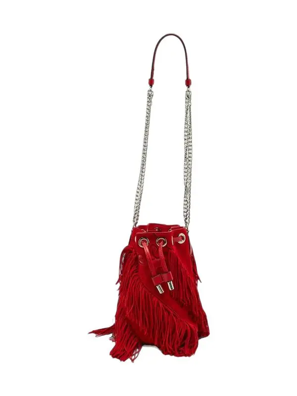 CHRISTIAN LOUBOUTIN Marie Jane Fringe Bucket Bag - Red