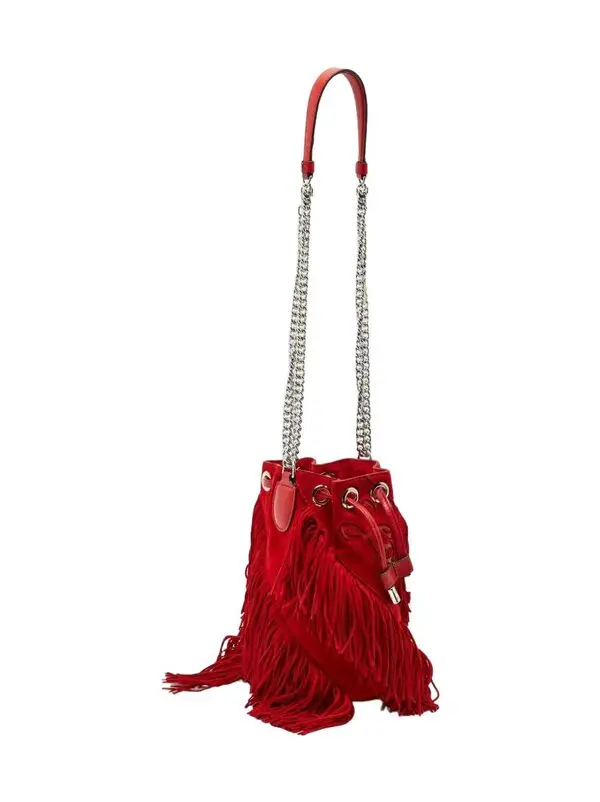 CHRISTIAN LOUBOUTIN Marie Jane Fringe Bucket Bag - Red