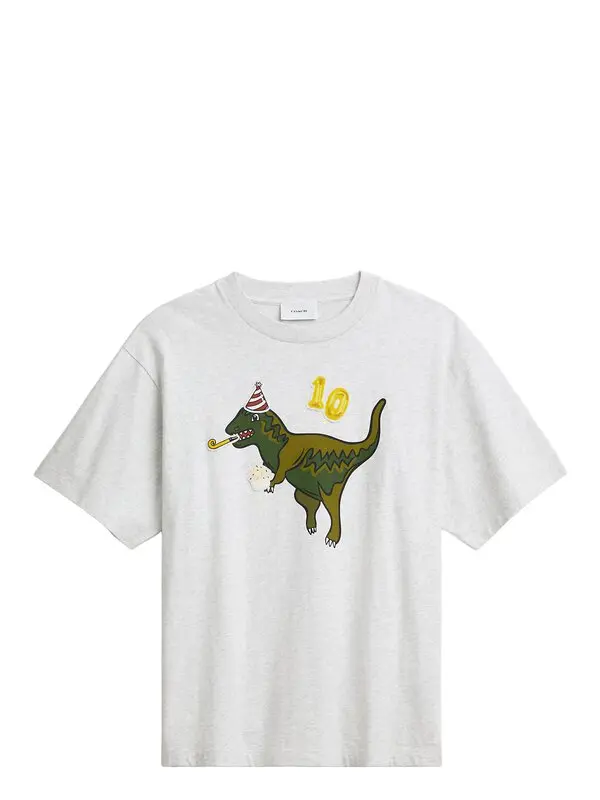 COACH OUTLET Rexy 10th Birthday Relaxed T-shirt In Organic Cotton - Heather Grey