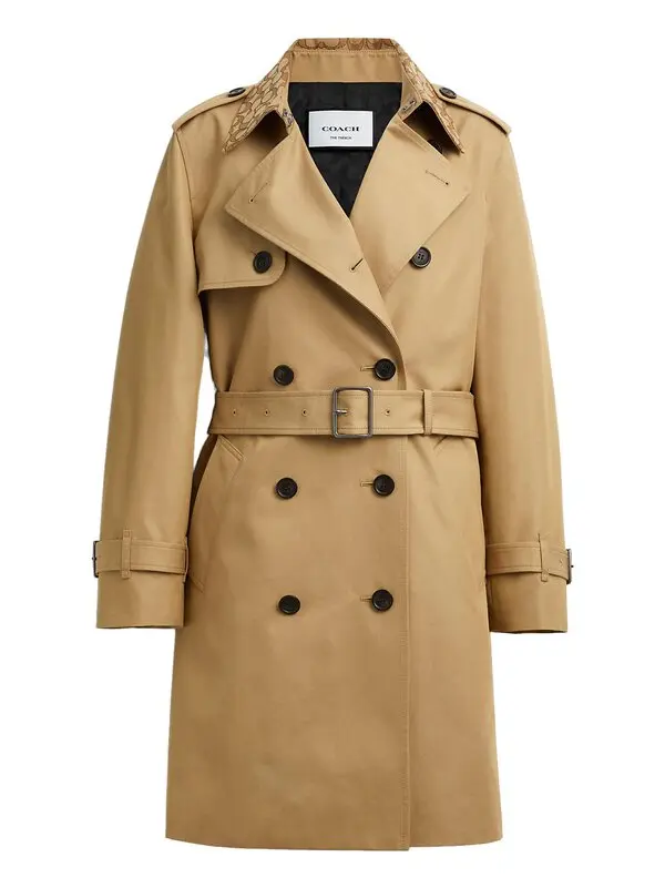 COACH Mid Trench Coat With Signature Collar - Khaki