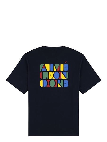 Aimé Leon Dore Stacked Logo Tee Shirt - Navy Blue Blazer