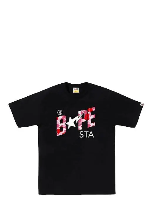 A BATHING APE Abc Camo Sta Logo Tee Shirt - Black/pink