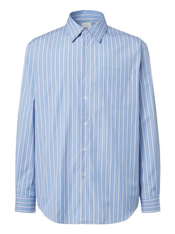 Saint Laurent Striped Cotton Poplin Shirt - Blue