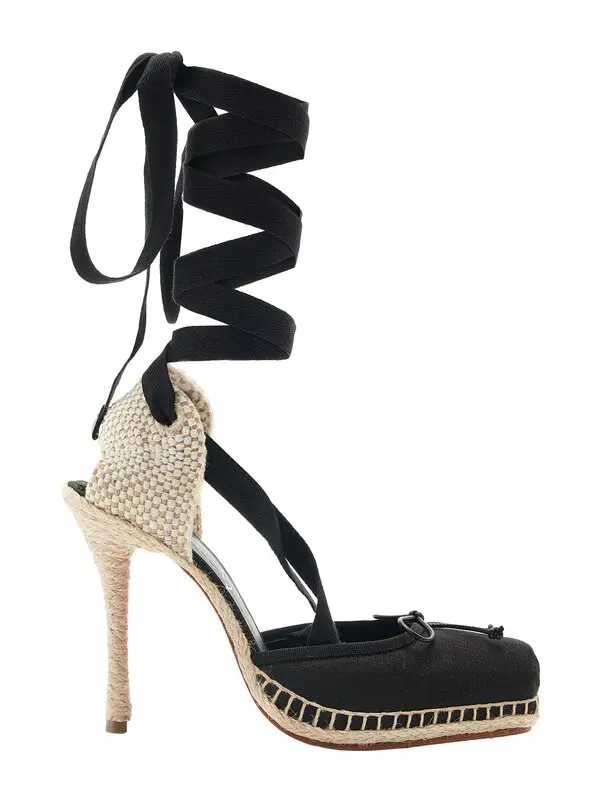CHRISTIAN LOUBOUTIN Cassiadrilla 100mm Linen Espadrille Pumps - Black
