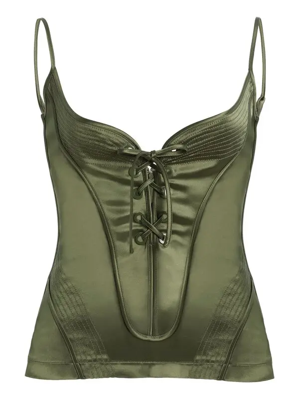 Paris Georgia Paloma Satin Corset Camisole - Green