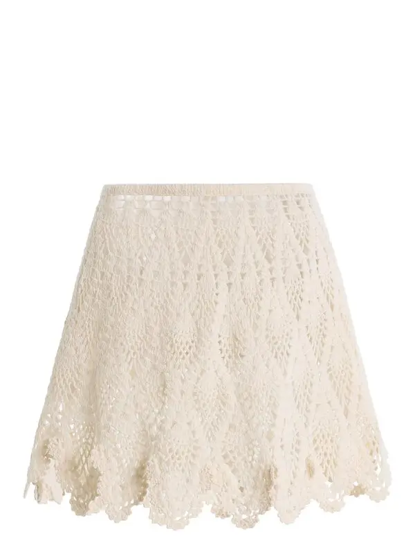JW Anderson Crocheted Wool Lace Mini Skirt - White