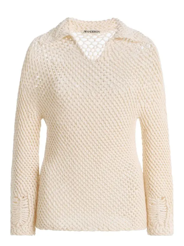 JW Anderson Crocheted Wool Knit Sweater - White