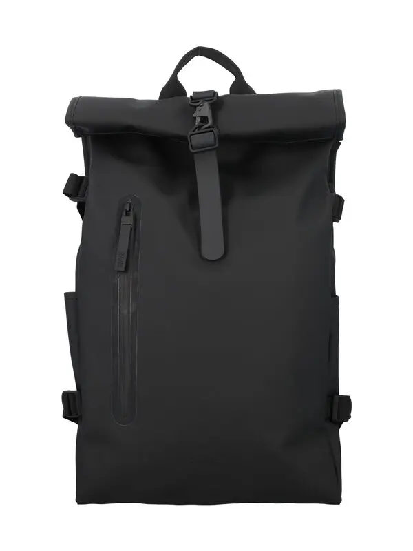 Rains Waterproof Roll Top Backpack - Nero