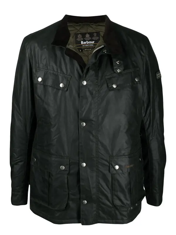 BARBOUR INTERNATIONAL Waxed Cotton Button-down Jacket - Green