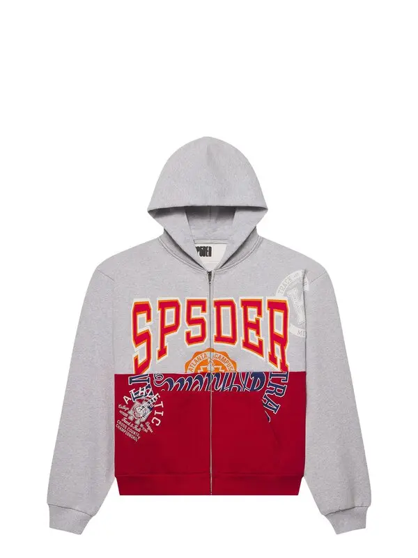 SP5DER Graphic Zip Hoodie - Grey