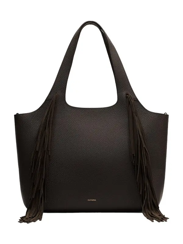 Cuyana System Tote 13-inch Anniversary Collection Bag With Fringe - Mocha