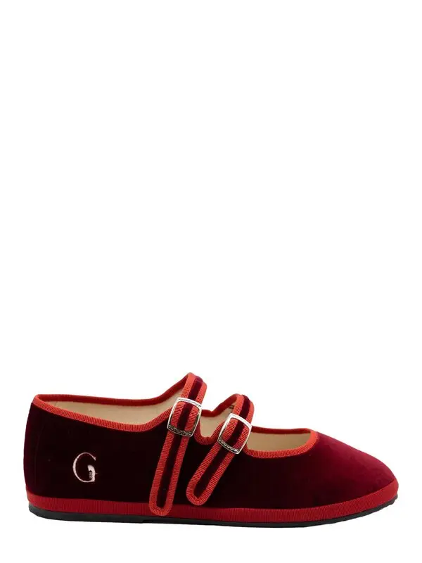 GONDOLINA SHOES Accademia Ruby Velvet Double-strap Mary Jane Shoes – Made In Italy - Red