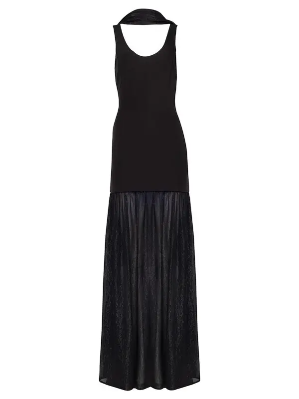 FOREVER YOUNG THE LABEL Aurea Crepe Maxi Dress With Detachable Scarf - Black
