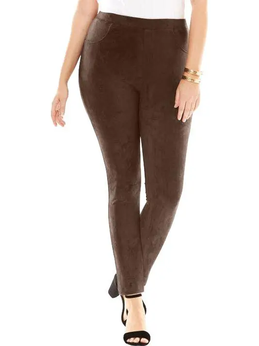 Roaman's Faux Suede Legging - Chocolate