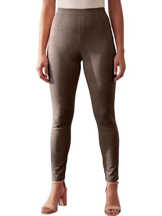 Roaman's Faux Suede Legging - Chocolate