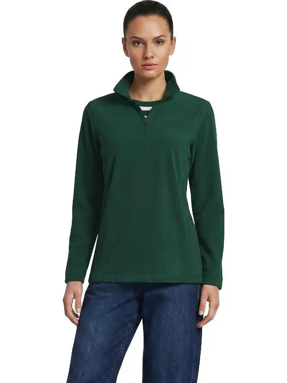 LANDS' END Fleece Quarter Zip Pullover - Pine