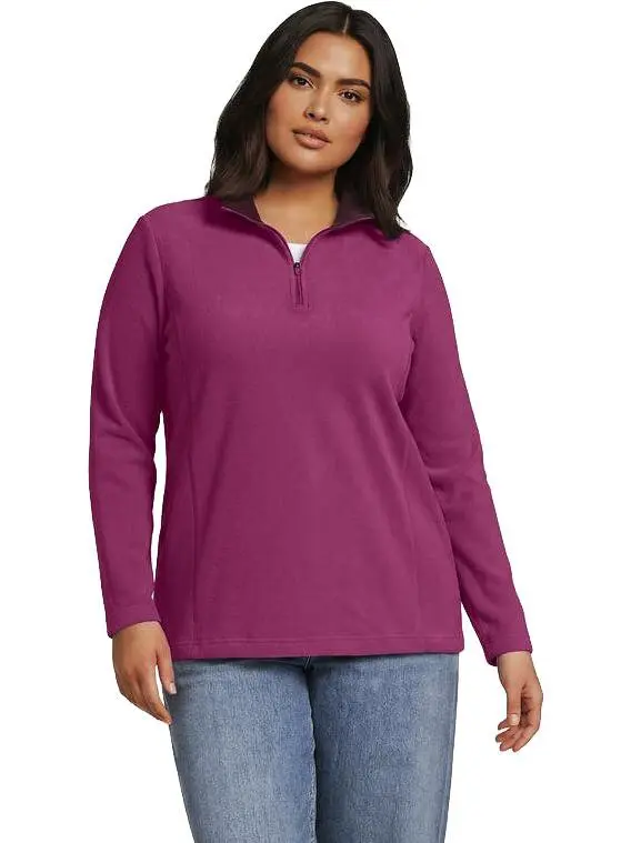 LANDS' END Fleece Pullover - Light Raspberry/burgundy