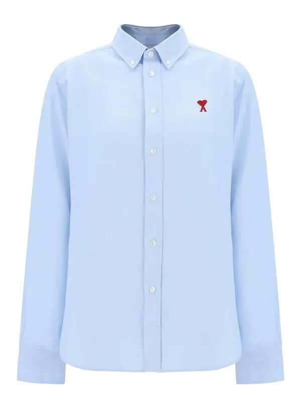 AMI Paris Adc Cotton Shirt - Light Blue