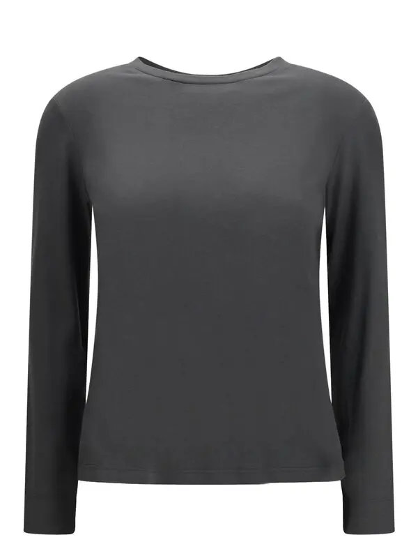 'S MAXMARA Maxmara Embroidered Logo Long Sleeve T-shirt - Grey