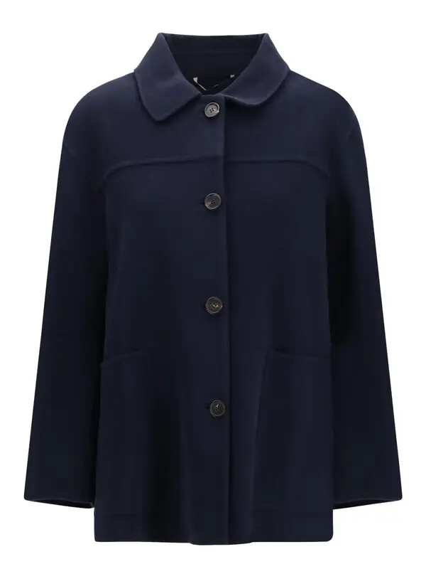 'S MAXMARA S Maxmara Giugno Short Virgin Wool Coat - Blue
